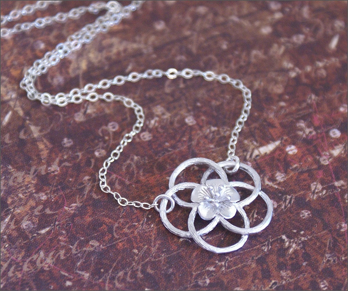 Silver FLOWER Necklace STERLING SILVER Chain Detailed Flower - Etsy