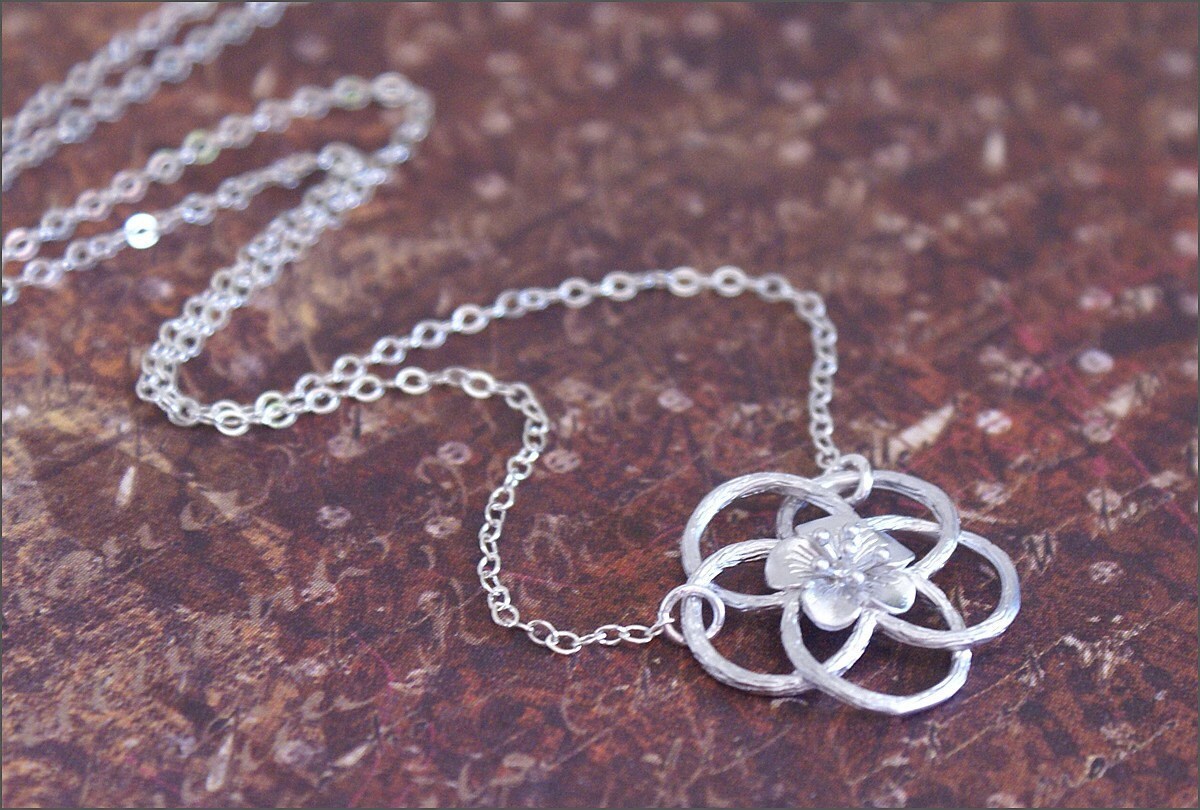 Silver FLOWER Necklace STERLING SILVER Chain Detailed Flower | Etsy