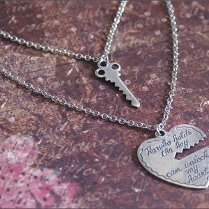 Heart Key Necklace-he WHO HOLDS the Key- Silver Heart, Key Pendant ...