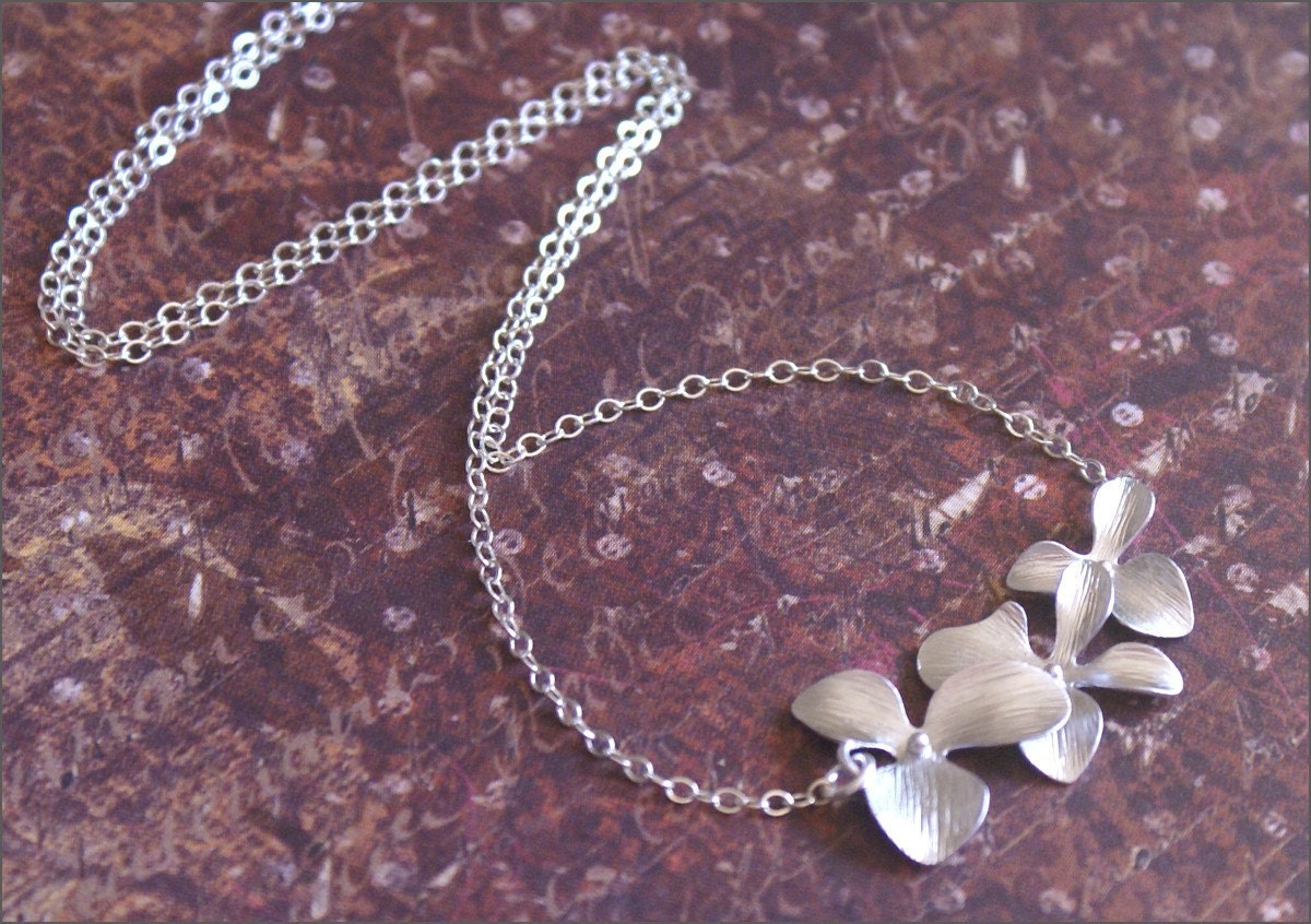 ORCHIDS Flower Necklace STERLING SILVER Chain Meaningful - Etsy