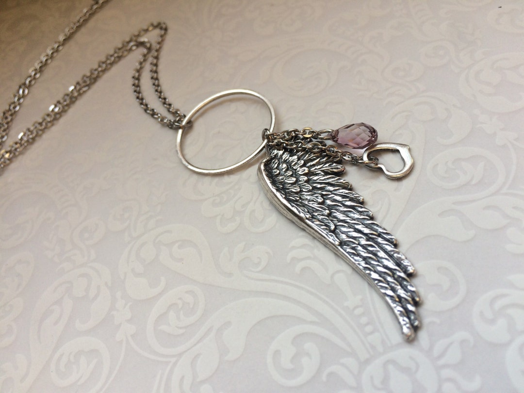 Angel Wing Necklace, Silver Wing Jewelry, Personalized Wing Necklace ...