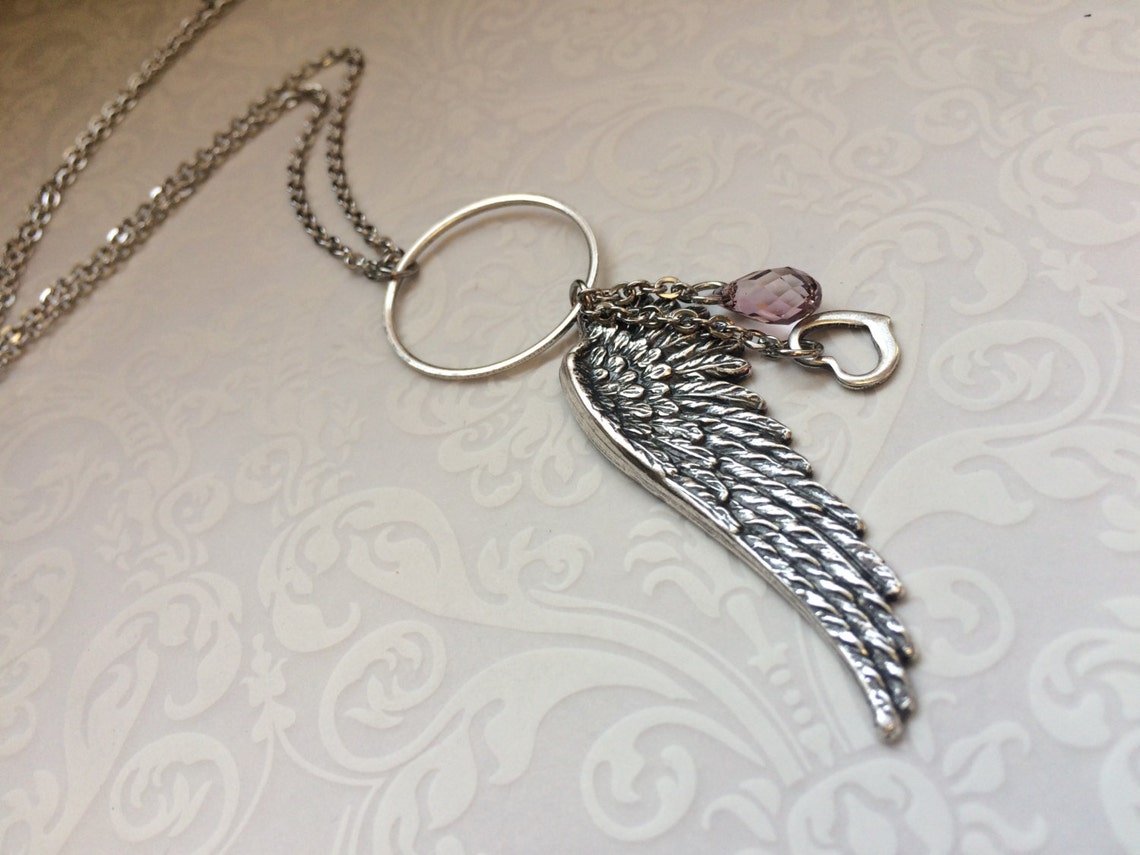 Angel Wing Necklace Silver Wing Jewelry Personalized Wing - Etsy