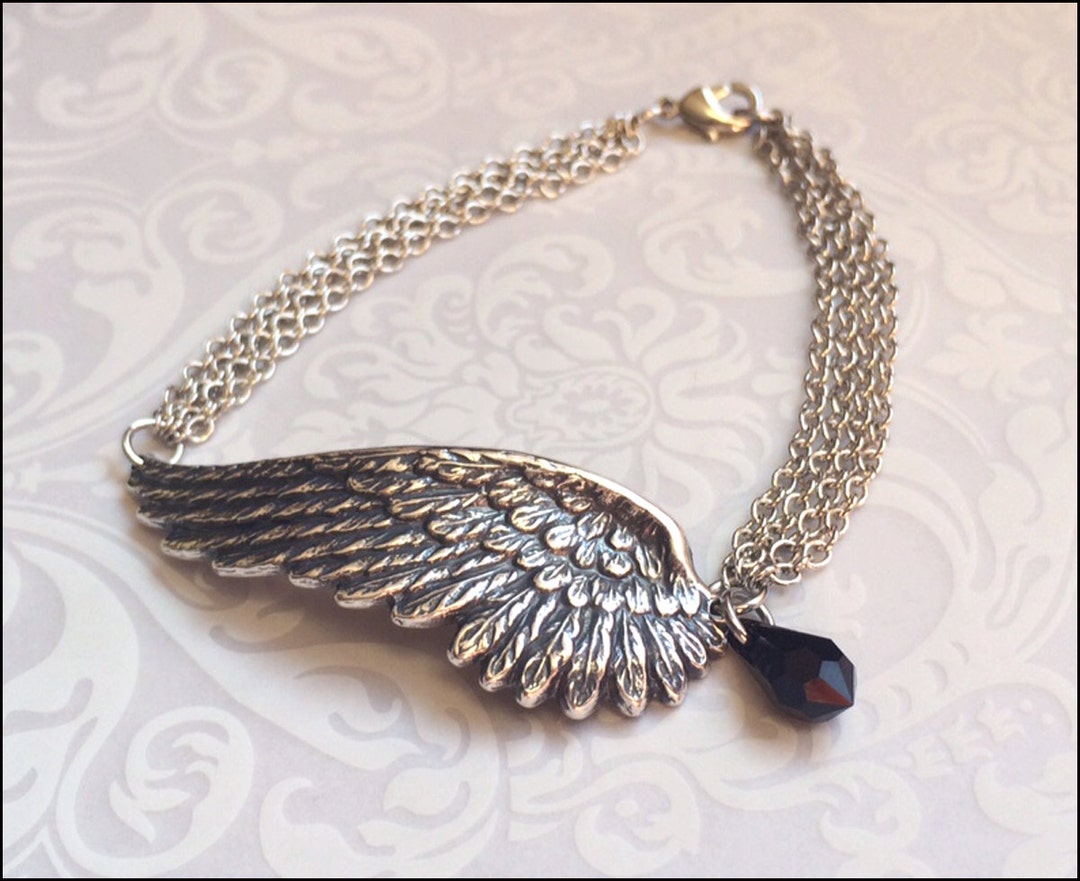 Angel Wing Bracelet, Silver Wing Jewelry, Wing Pendant Bracelet, YOU ...
