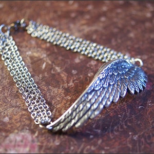 Angel Wing Bracelet -silver Wing Pendant, MULTI-STRAND Bracelet, Silver ...