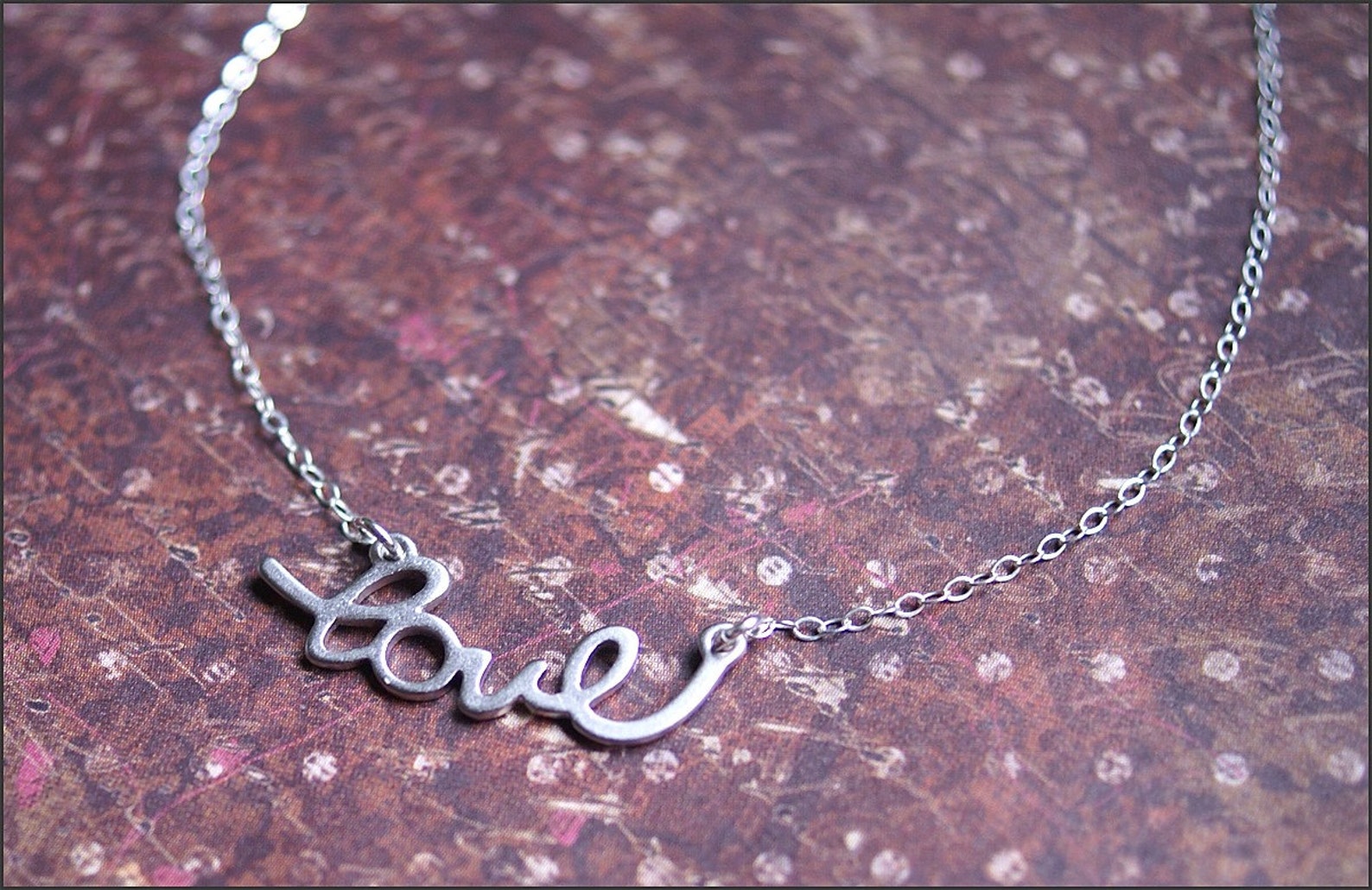 Love Pendant Necklace STERLING SILVER Chain Pretty Gift for | Etsy