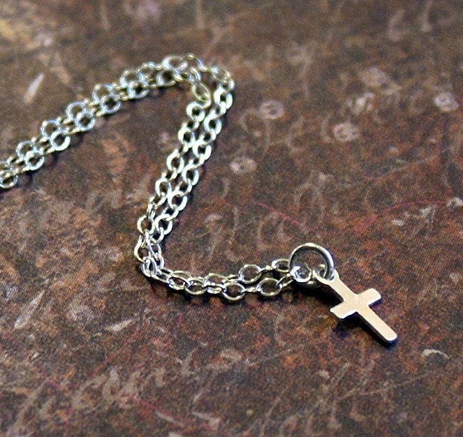 Tiny Cross Necklace STERLING SILVER DAINTY Everyday Wear | Etsy