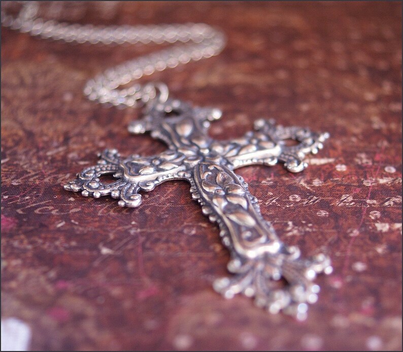 Silver Cross Necklace Silver Cross Jewelry GORGEOUS DETAILED - Etsy