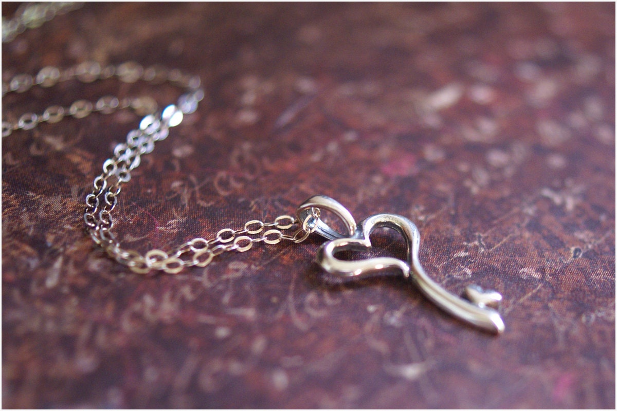 Heart Key Necklace STERLING SILVER PERFECT | Etsy