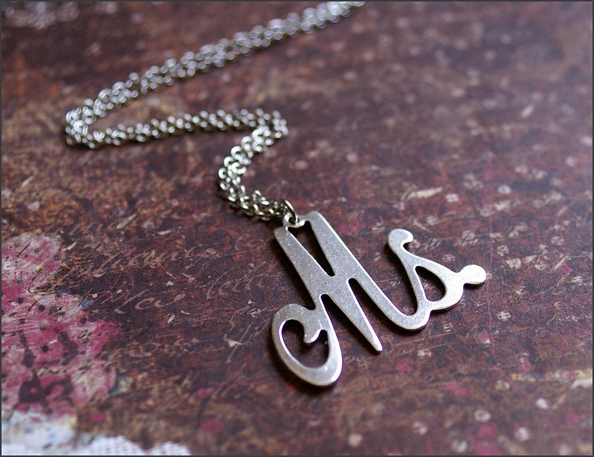 Personalized Initial Necklace LARGE 'MS' Pendant - Etsy