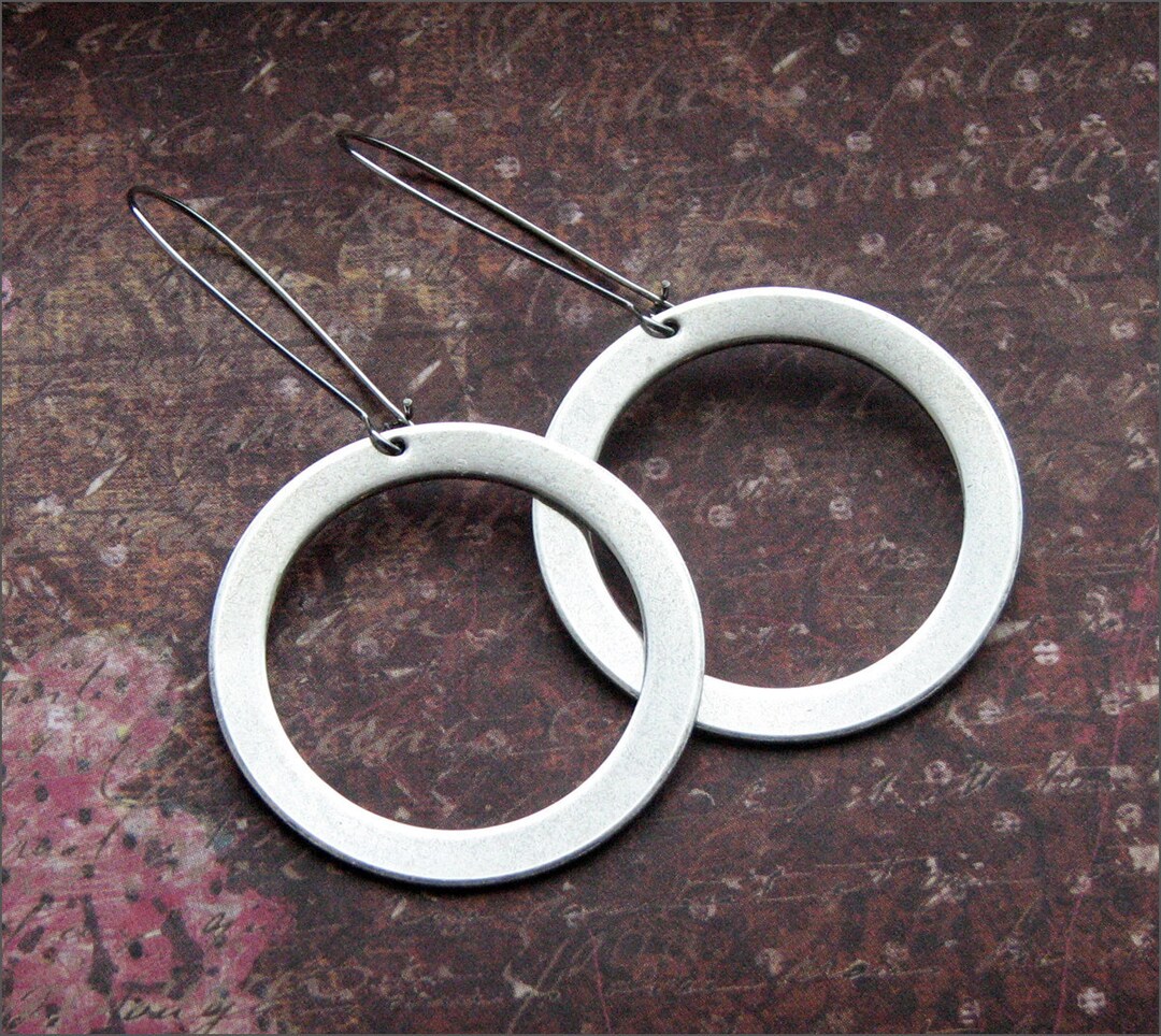 Circle Hoop Earrings in Silver Large Thick Circles Dangle Perfect ...