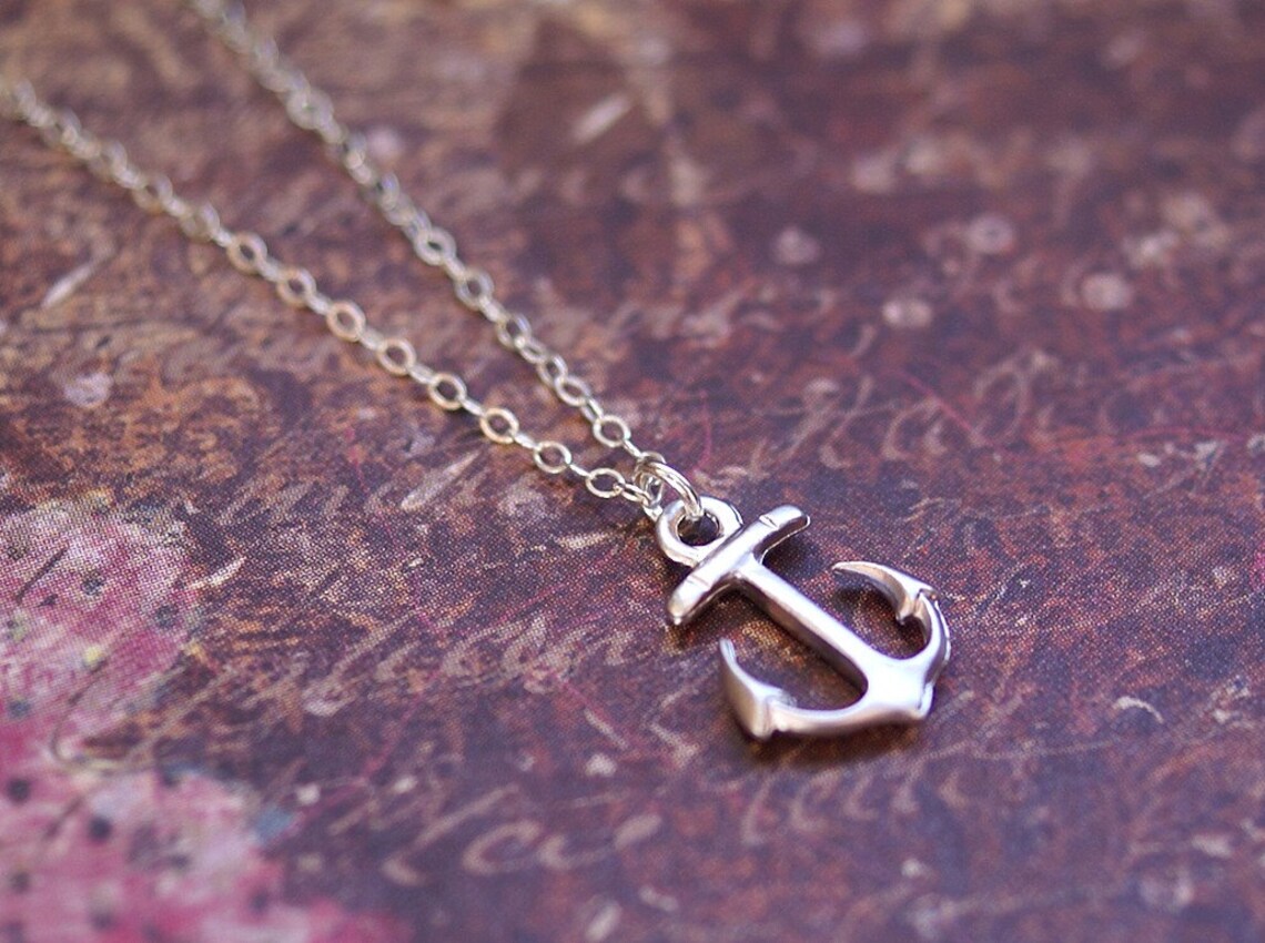 Silver Anchor Necklace STERLING SILVER Chain Nautical Navy - Etsy