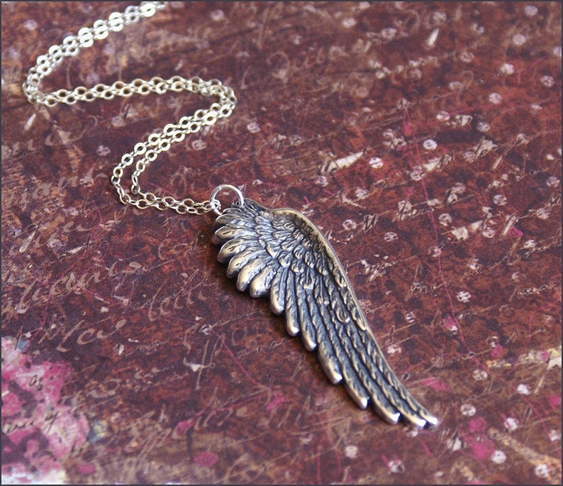 Angel Wing Necklace 18 STERLING SILVER Chain Gorgeous - Etsy