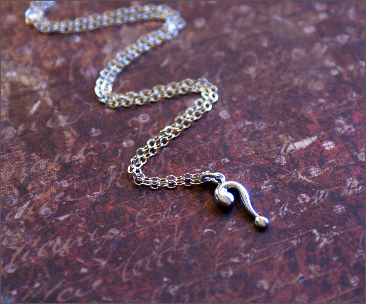 Question Mark Necklace STERLING SILVER Charm Wife Daughter | Etsy
