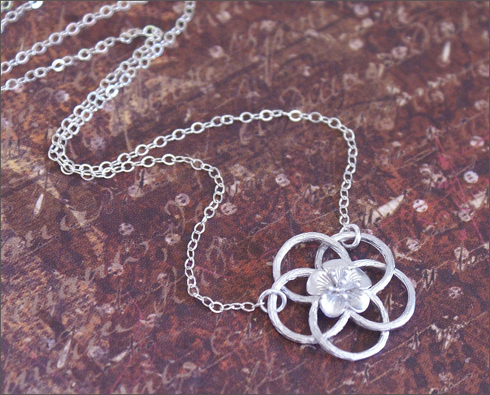 Silver FLOWER Necklace STERLING SILVER Chain Detailed Flower - Etsy
