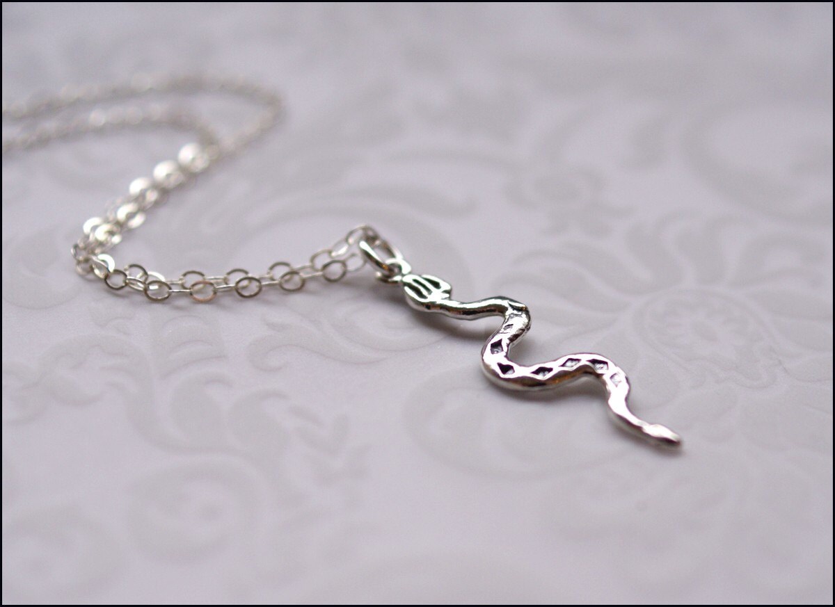 Silver Snake Necklace-sterling SILVER Snake - Etsy