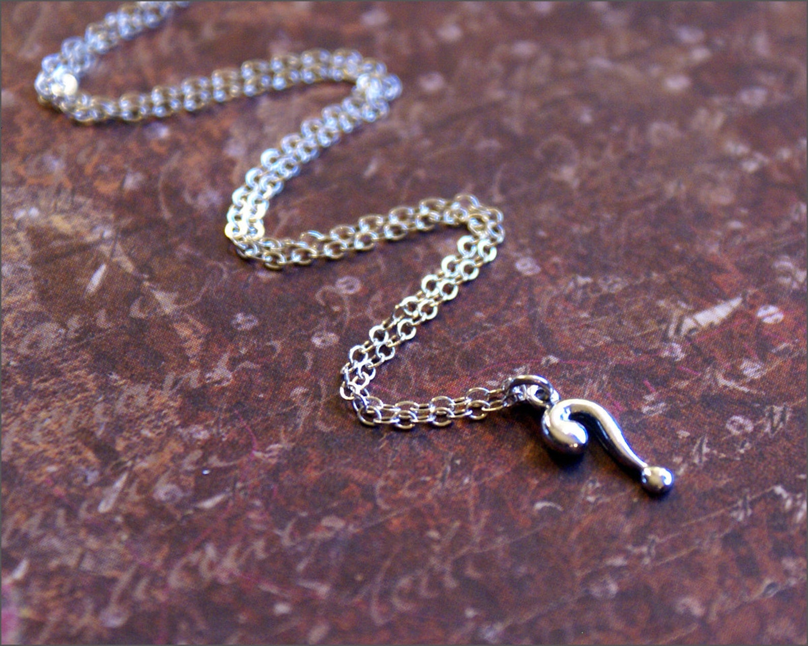 Question Mark Necklace STERLING SILVER Charm Wife Daughter | Etsy
