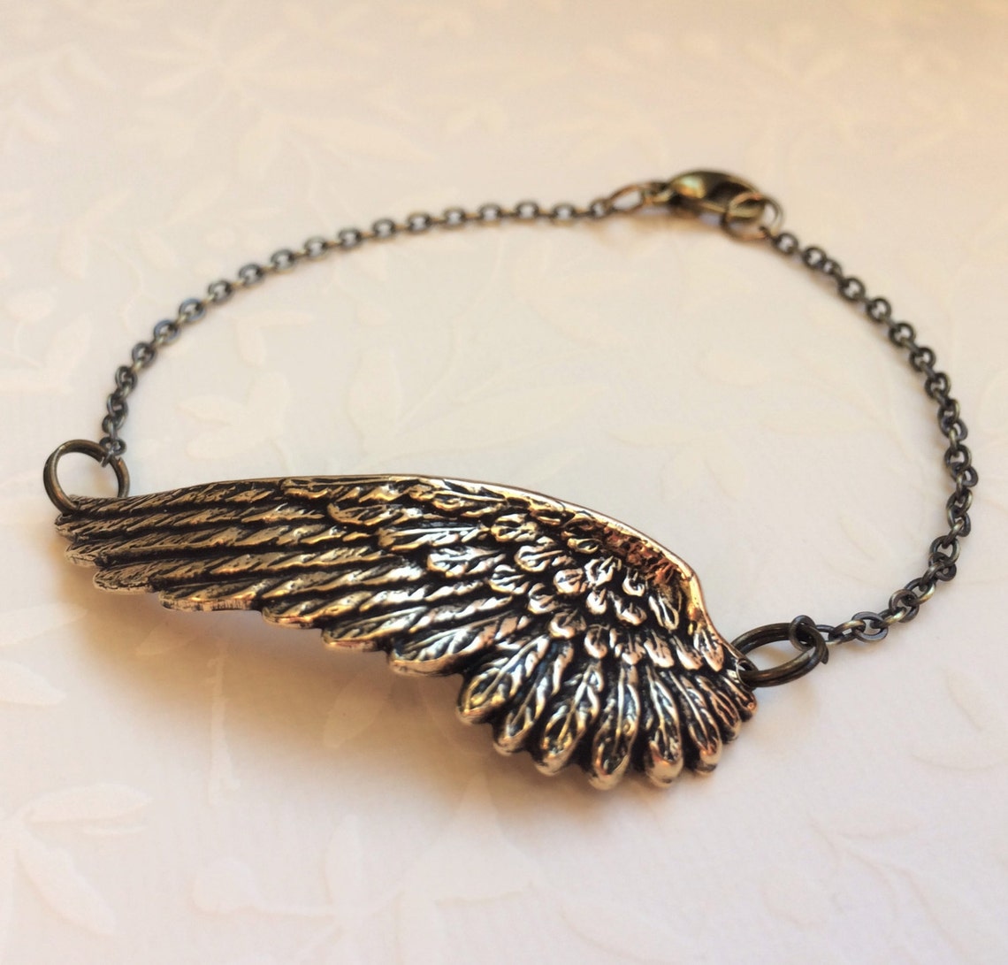 Angel Wing Bracelet Angel Wing Jewelry ANTIQUE BRASS Angel | Etsy
