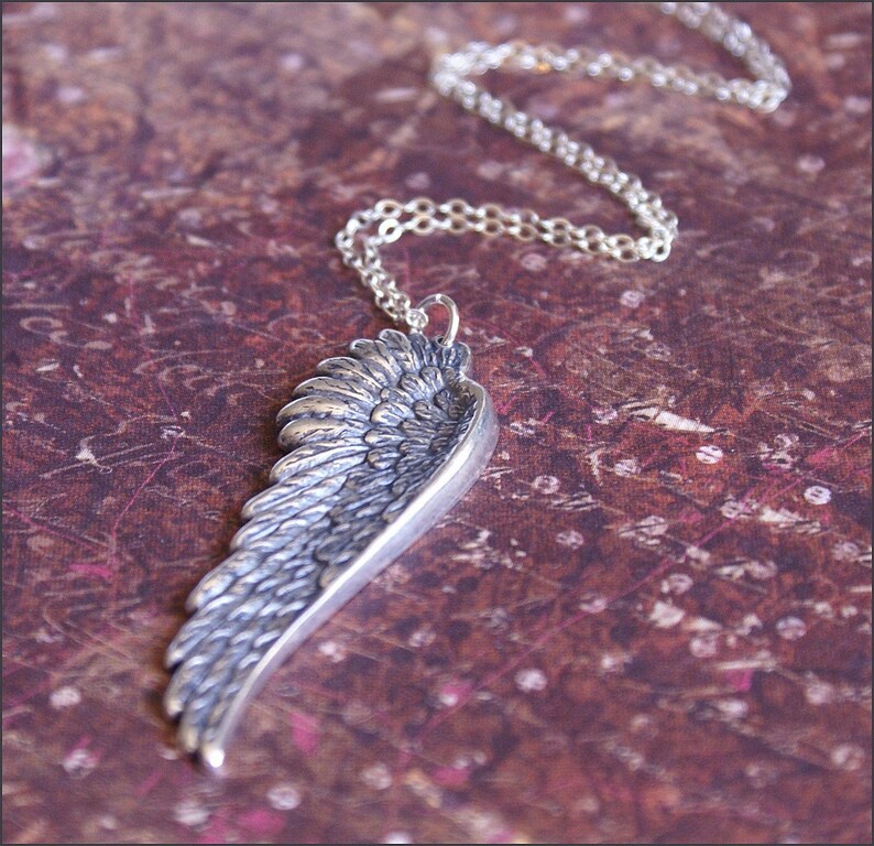 Angel Wing Necklace 18 STERLING SILVER Chain Gorgeous - Etsy