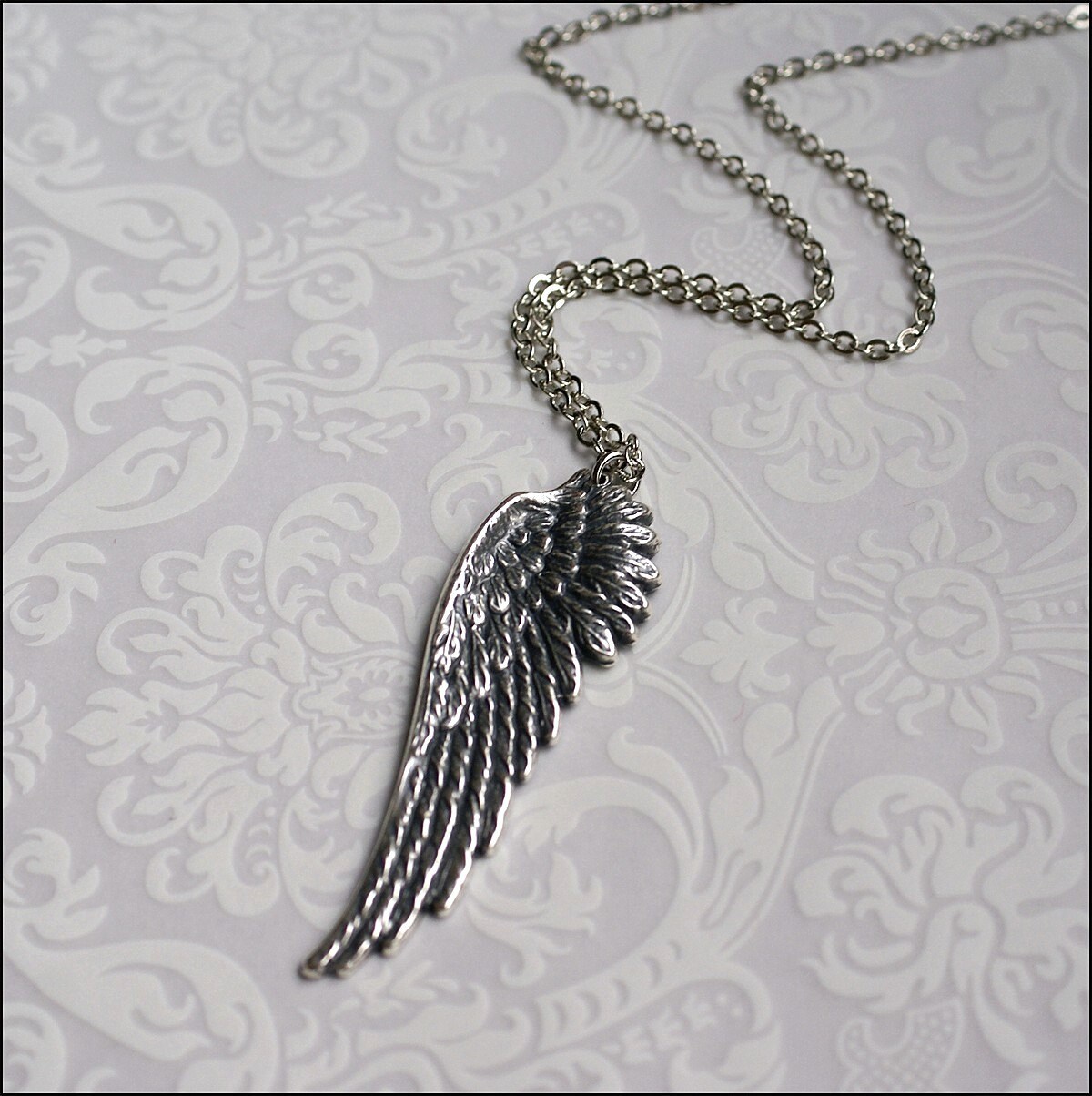 Angel Wing Necklace-silver Wing DETAILED Pendant-remembrance - Etsy