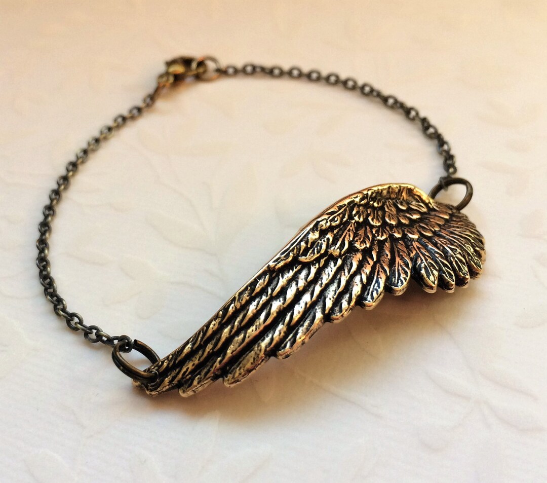 Angel Wing Bracelet, Angel Wing Jewelry, ANTIQUE BRASS Angel Wing, NEW ...