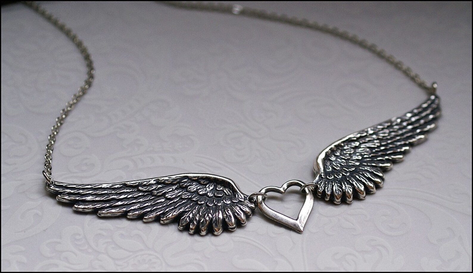 Angel Wing Necklace -silver Wing Jewelry- GORGEOUS DETAILED Angel Wing ...