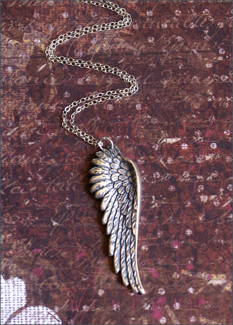 Angel Wing Necklace 18 STERLING SILVER Chain Gorgeous - Etsy