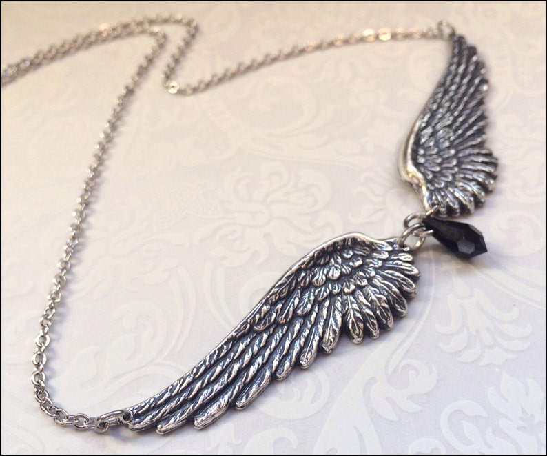 Angel Wing Necklace~silver Angel Wing Jewelry~personalize W/ SWAROVSKI ...