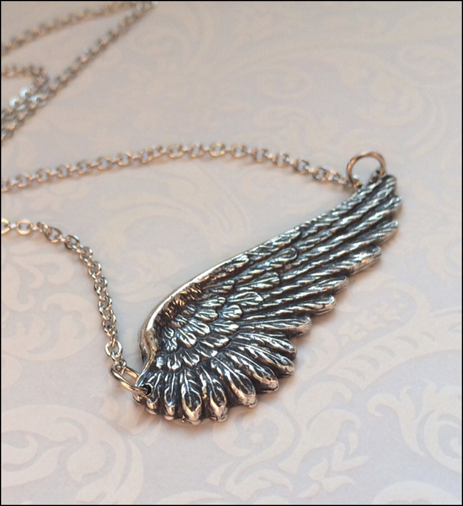 Angel Wing Necklace~sideways Silver Wing Jewelry,silver Feather ...
