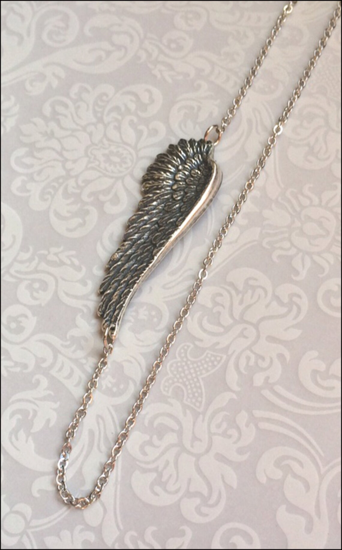 SIDEWAYS Angel Wing Necklace Silver Wing Feather Jewelry,guardian Angel ...