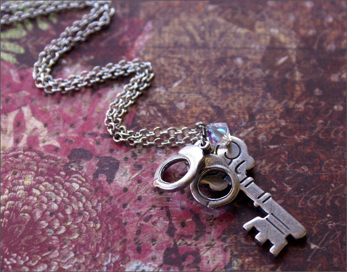 HANDCUFF KEY Necklace Silver Silver Charms and SWAROVSKI - Etsy
