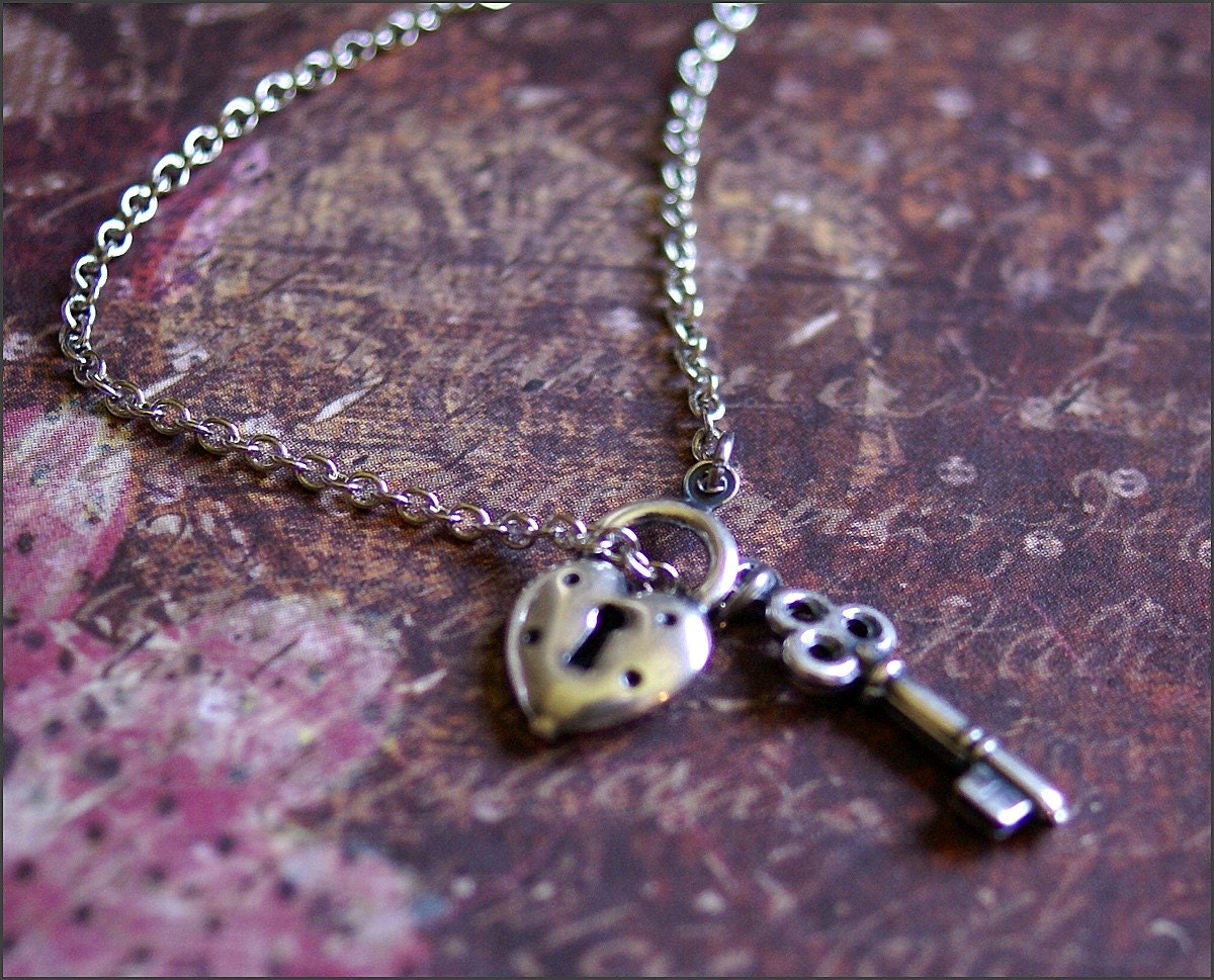 Lock Key LARIAT Necklace -DOUBLE SIDED Charms- Pretty for Her, Mother ...