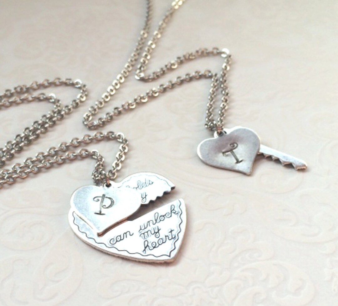 PERSONALIZED Couples Necklace-he Who Holds the Key-silver Heart/key ...