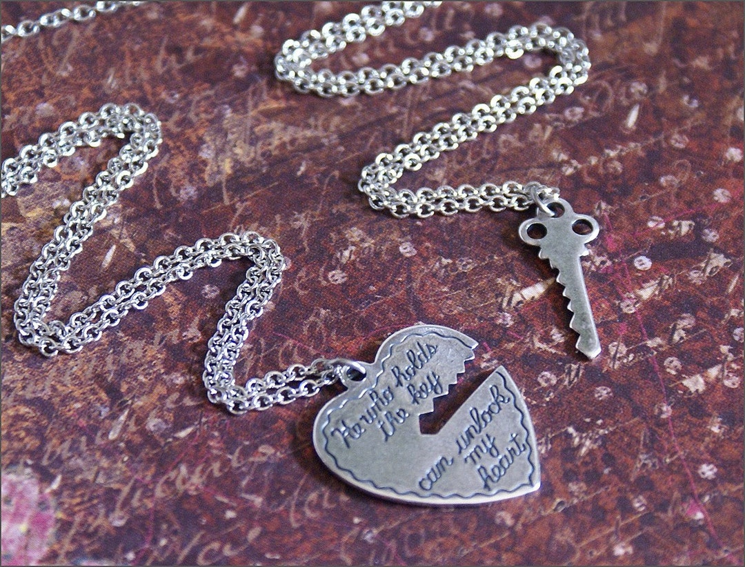 Heart Key Necklace-he WHO HOLDS the Key- Silver Heart, Key Pendant ...