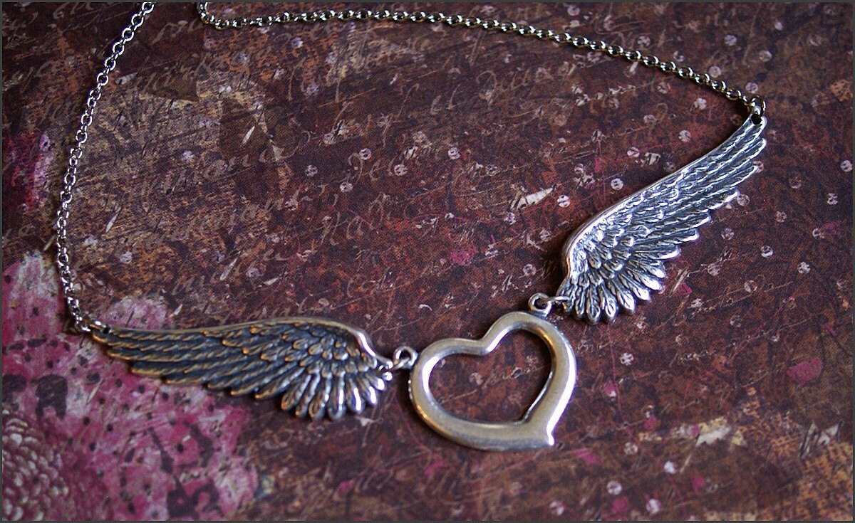 Wing Heart Necklace detailed ANGEL WING Pendants PERFECT | Etsy