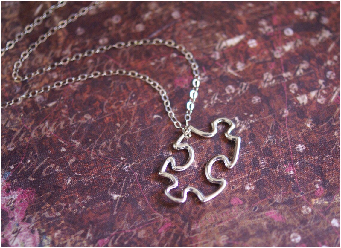 PUZZLE Piece Necklace in STERLING SILVER unique Jewelry - Etsy