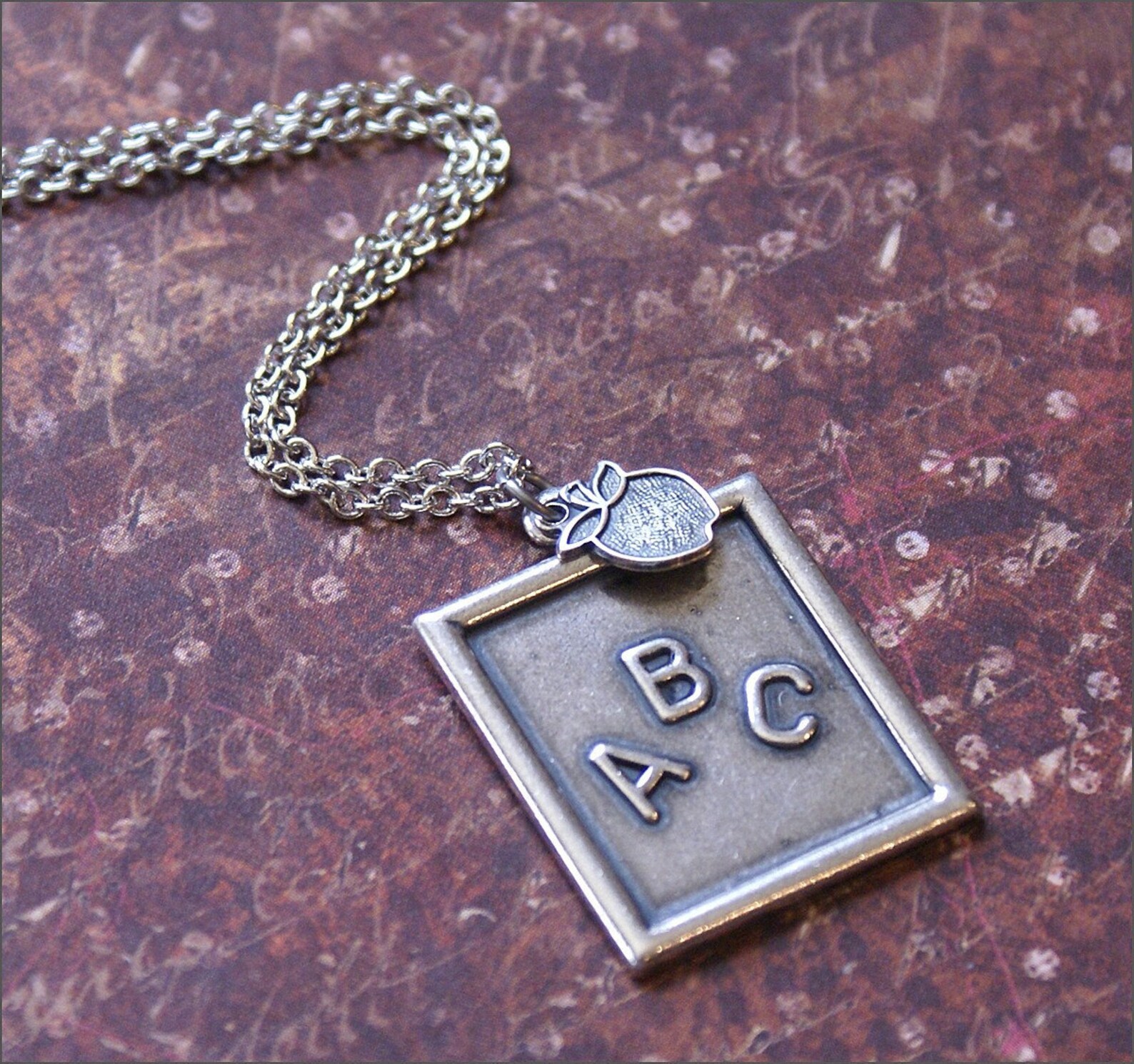 ABC Teacher's Necklace CUTEST GIFT Oxidized Silver - Etsy