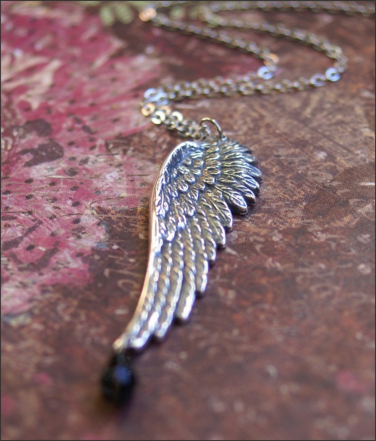 ANGEL WING Necklace Detailed Silver Pendant W/swarovski - Etsy
