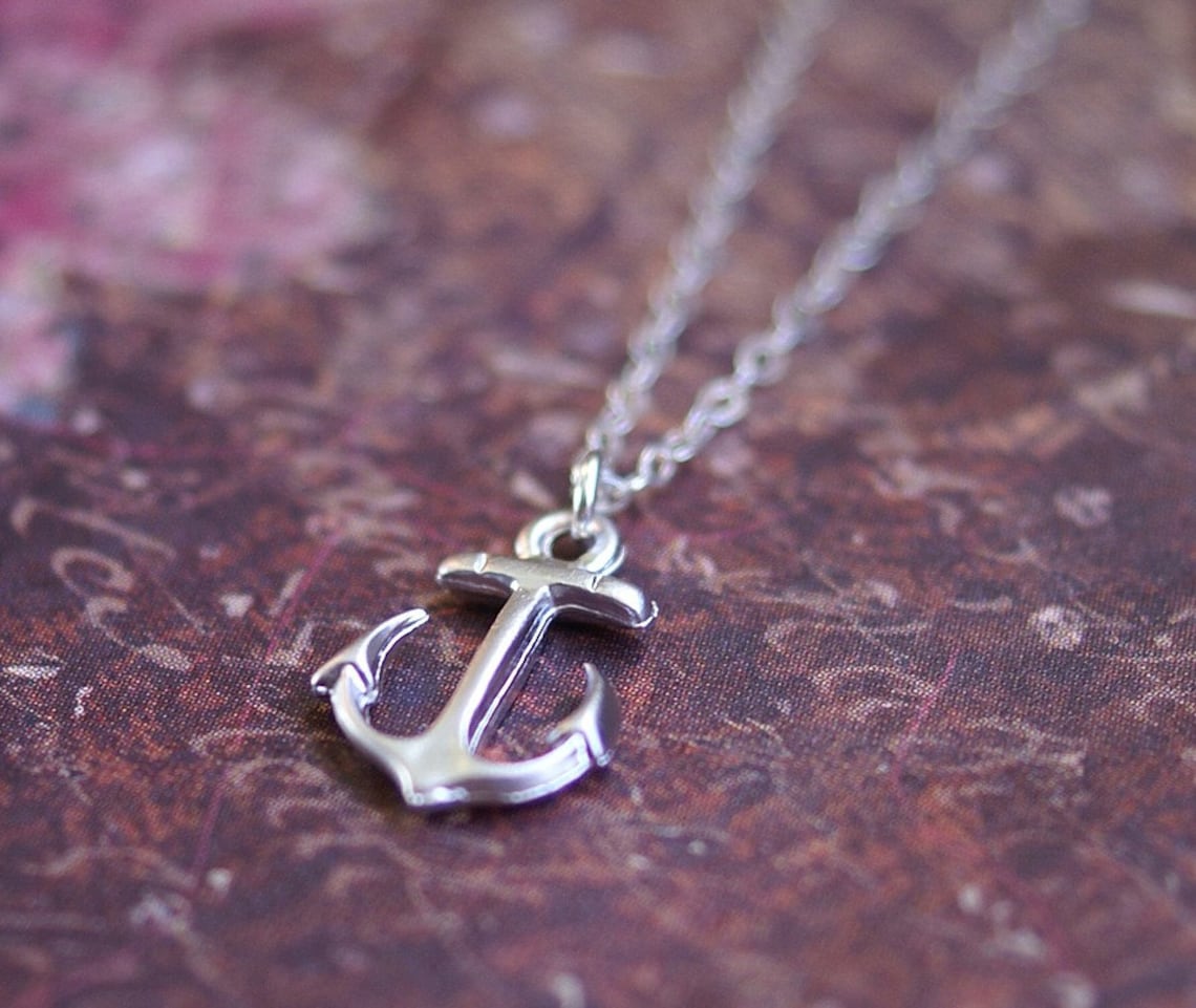 Silver Anchor Necklace STERLING SILVER Chain Nautical Navy - Etsy