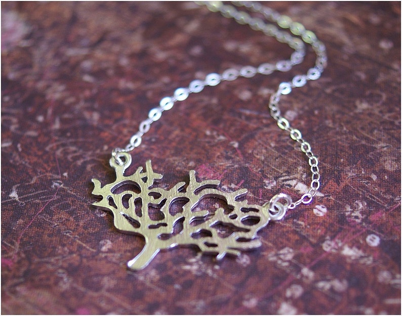 Silver TREE Necklace STERLING SILVER Chain Family Tree | Etsy