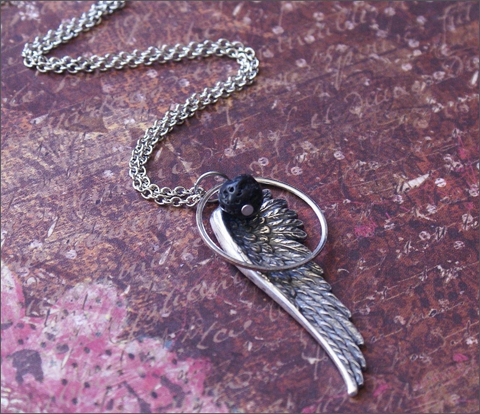 Angel Wing Necklace Silver DETAILED ANGEL WING Pendant W/ - Etsy