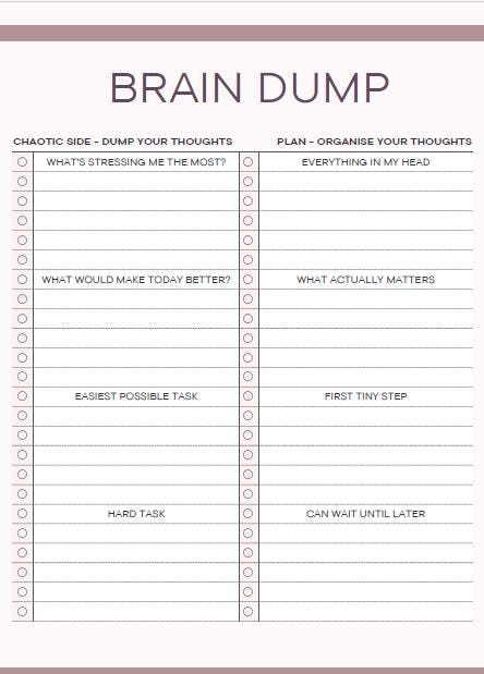 ADHD Brain Dump Worksheet | Overwhelm Reset Planner | Chaotic to Clear ...