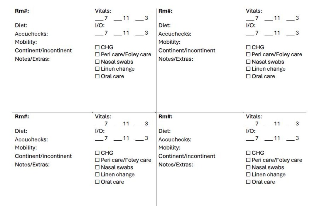 Nursing Assistant Report Sheet | CNA / PCT Brain Sheet | Universal ...