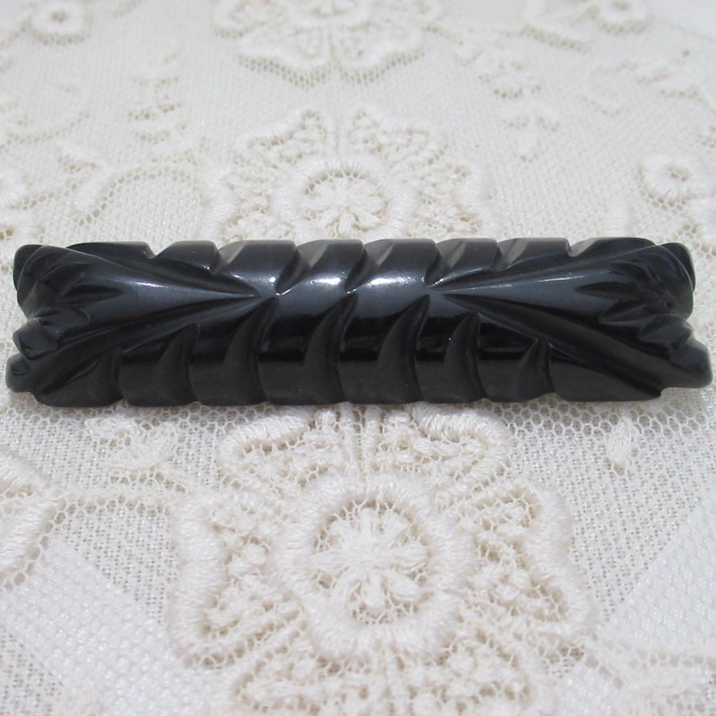 Carved Bakelite Bar Pin - Etsy