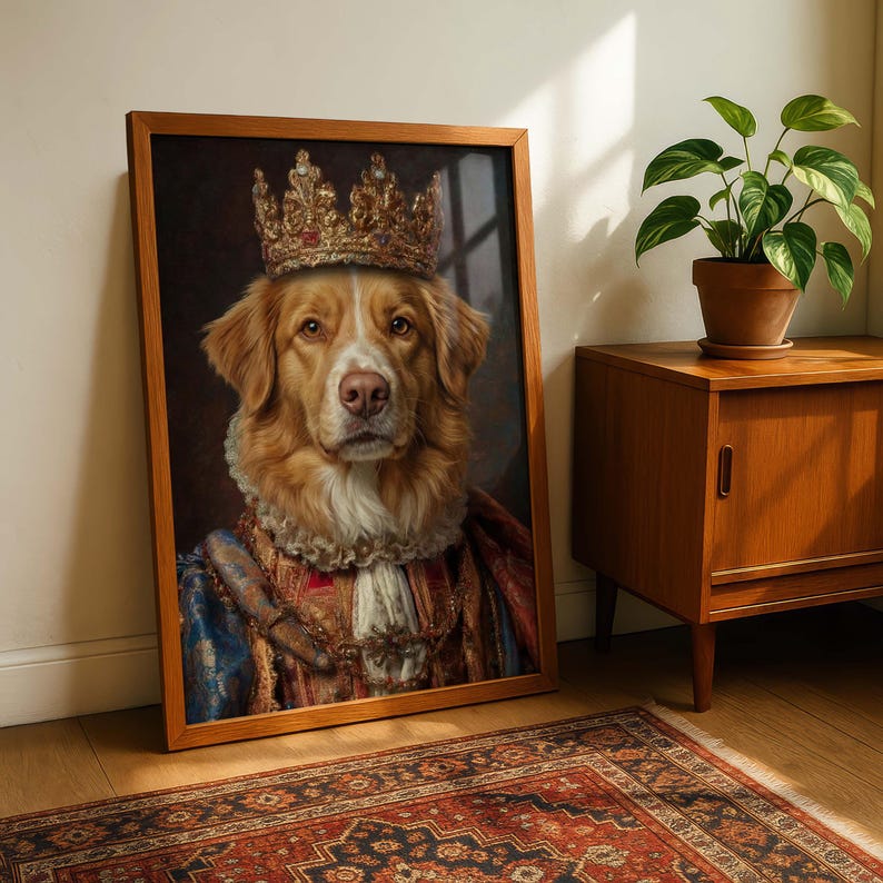 Custom Royal Dog Portrait From Photo, Personalized King or Queen ...