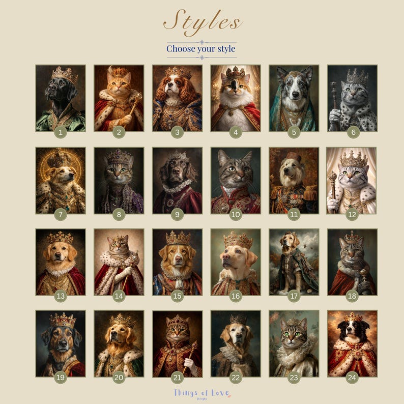 Custom Royal Dog Portrait From Photo, Personalized King or Queen ...
