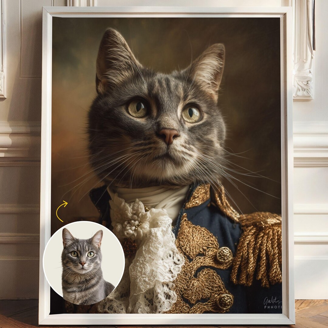 Cat Renaissance Portrait From Photo, Custom Royal Pet Art - Etsy