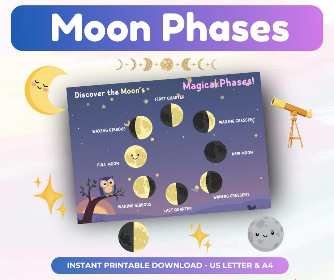 Moon Phases Matching Game Printable | Montessori Space Activity for ...