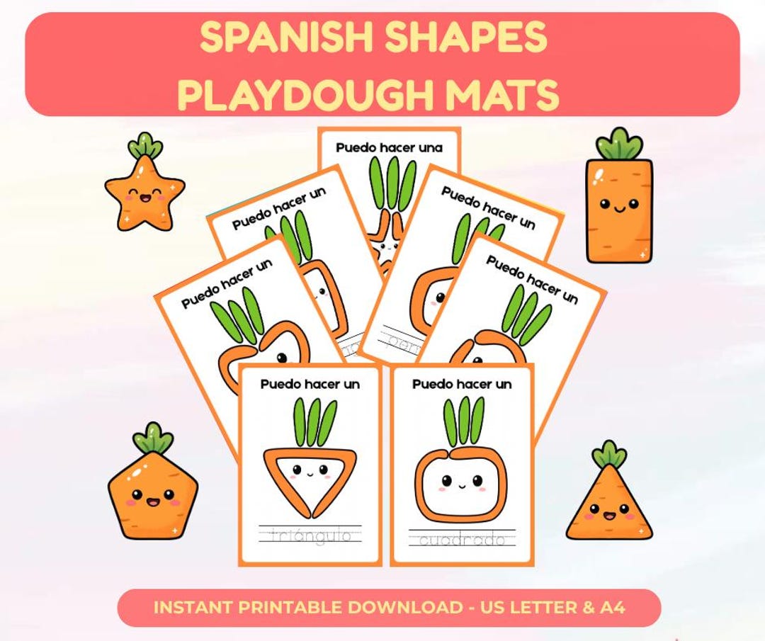 Spanish Shapes Playdough Mats | Carrot Theme Montessori Activity ...
