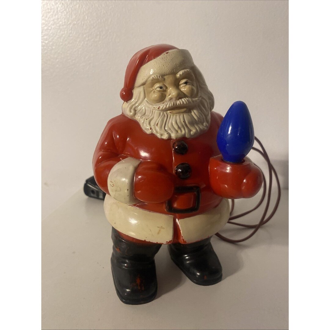 Vintage Royalite Royal Electric Light up 8" Hard Plastic Santa Claus ...