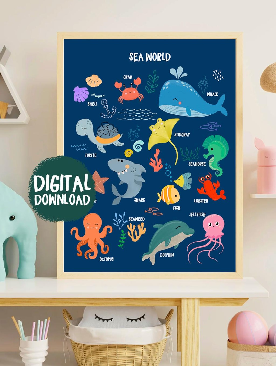 Printable Sea Animals Poster | Ocean Montessori Wall Art | Educational ...
